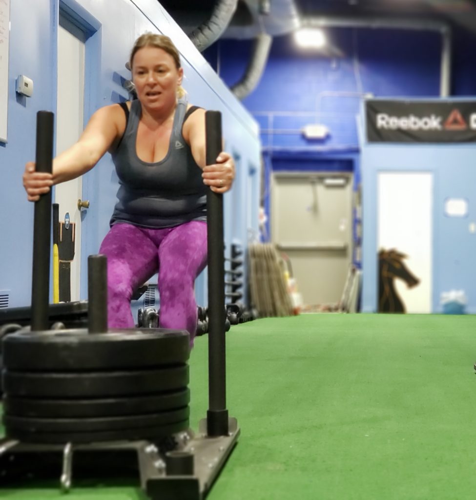 Jen comes in 5 days a week to train for her job and her sport.